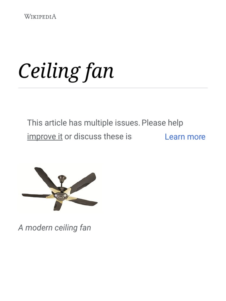 Ceiling Fan - Wikipedia PDF | PDF | Electrical Engineering ...