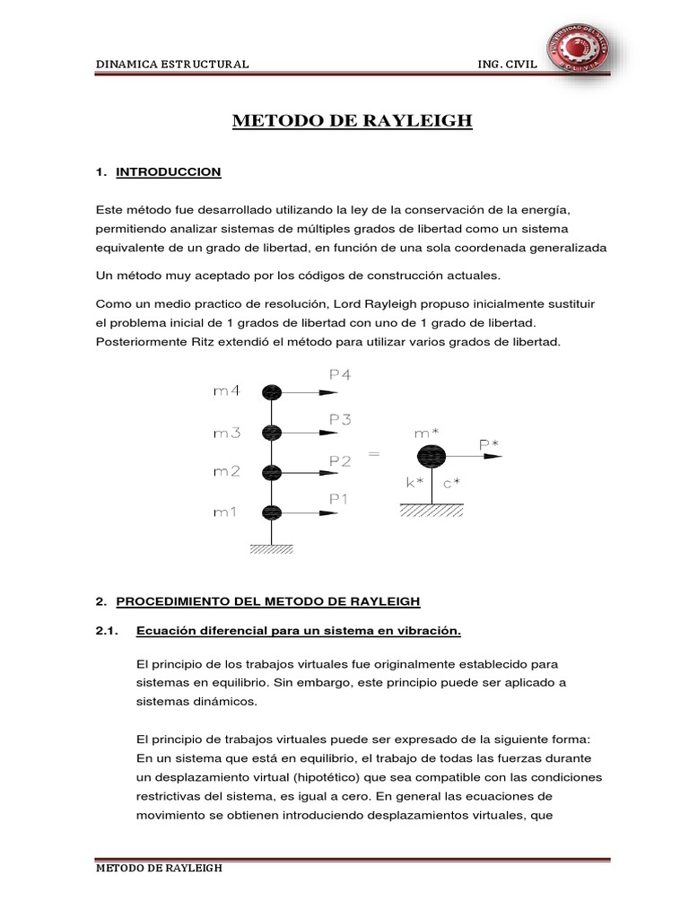 METODO DE RAYLEIGH (Autoguardado) | PDF | Dinámica (Mecánica) | Energía ...