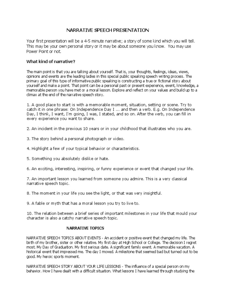 Narrative Speech Presentation | PDF | Narrative | Knowledge