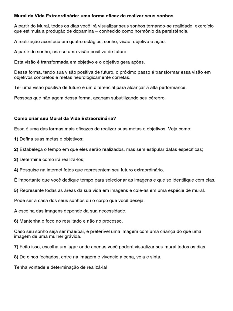 Mural Da Vida Extraordinária | PDF | Carreira e Crescimento