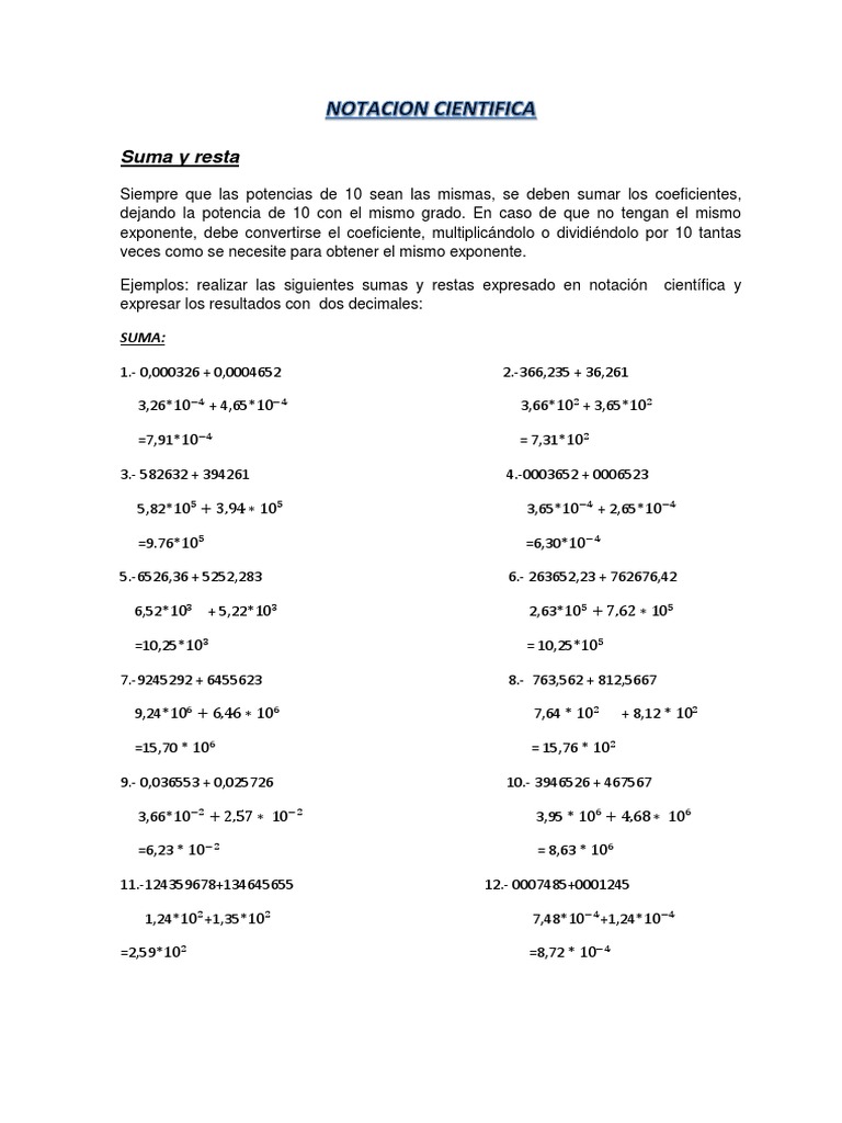 Notacion Cientifica | PDF | Notación Matemática | Notación