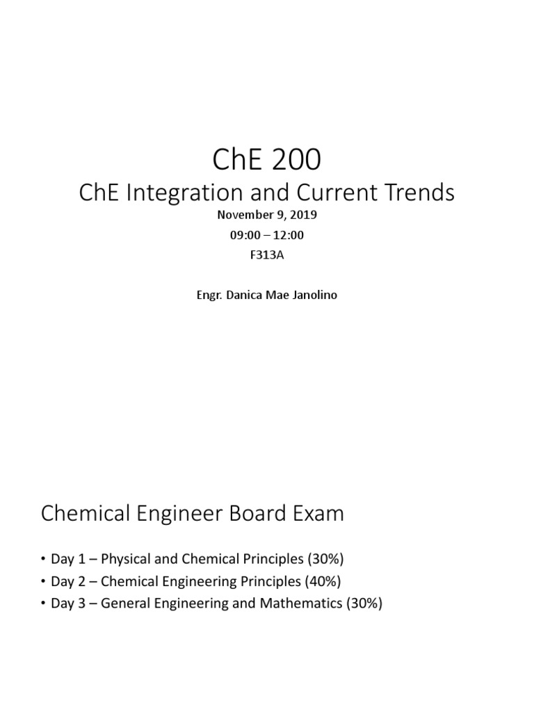 ChE 200 Chemical Engineer Board Exam Review | PDF | Chemistry ...