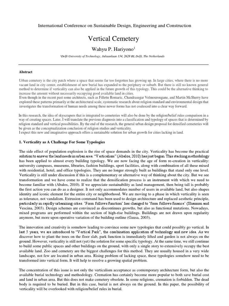Vertical Cemetery Case Study 1 | PDF | Burial | Cremation