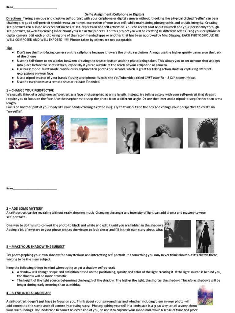 Selfie Assignment | PDF | Selfie | Camera