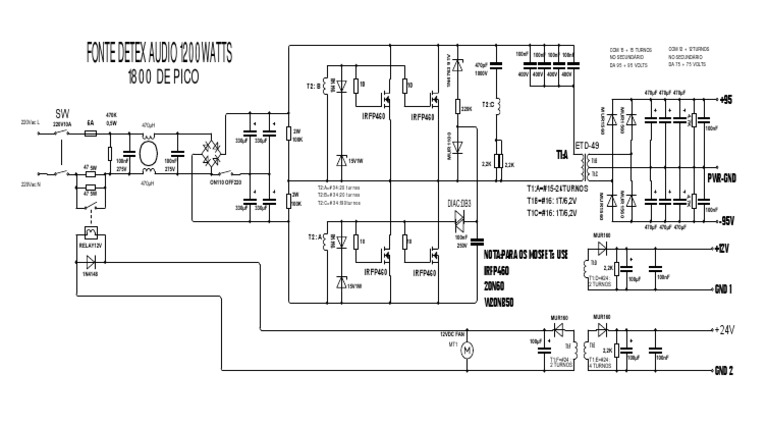 Fonte Detex 1200w ETD49 Esquema Ampliada PDF | PDF