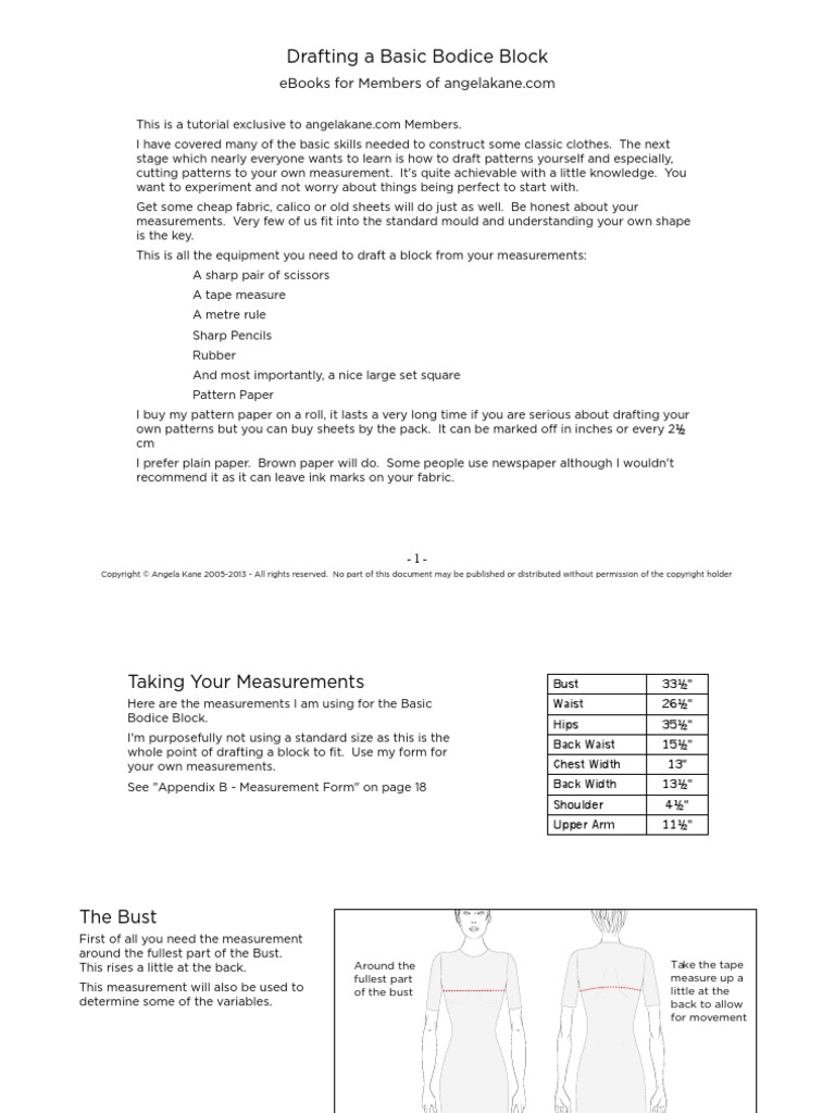 Basic Bodice Drafting | PDF | Waist | Seam (Sewing)