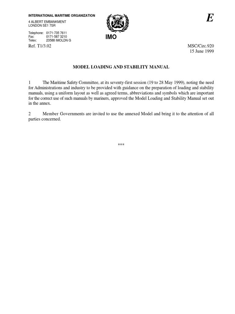 MSC Circ.456 Stabilty Criteria | PDF | Ships | Buoyancy