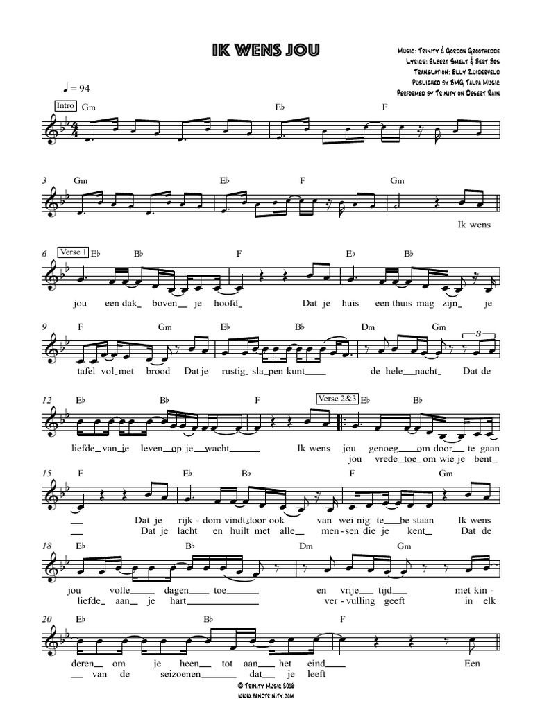 Ik Wens Jou - Bladmuziek | PDF