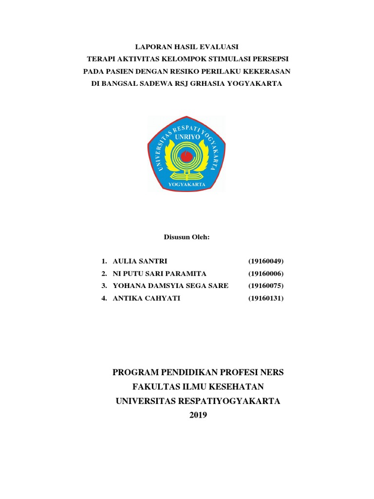 Proposal Terapi Aktivitas Kelompok Stimulasi Presepsi Umum Pada Pasien Dengan RPK Di Bangsal ...