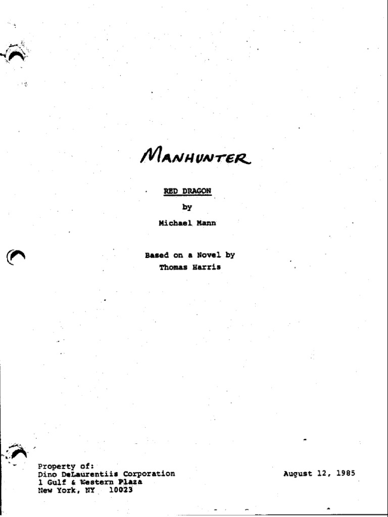 1986 - MANHUNTER by Michael Mann PDF | PDF