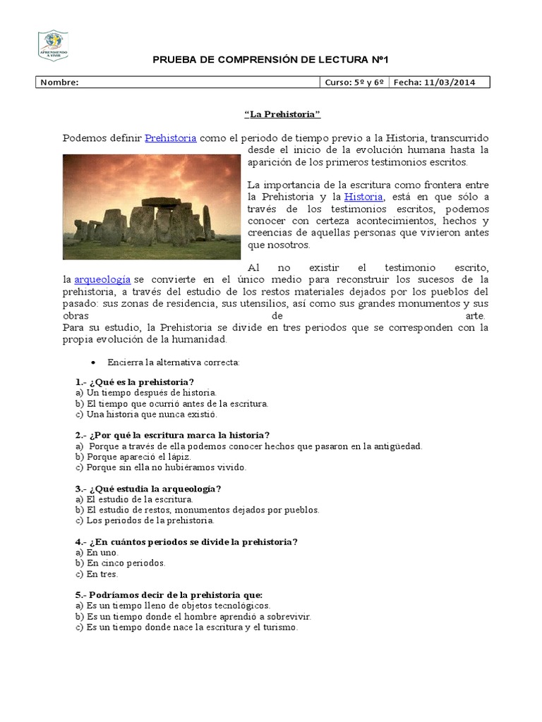 Prueba Comprension Lectora No1 | PDF | Dom | Pinturas