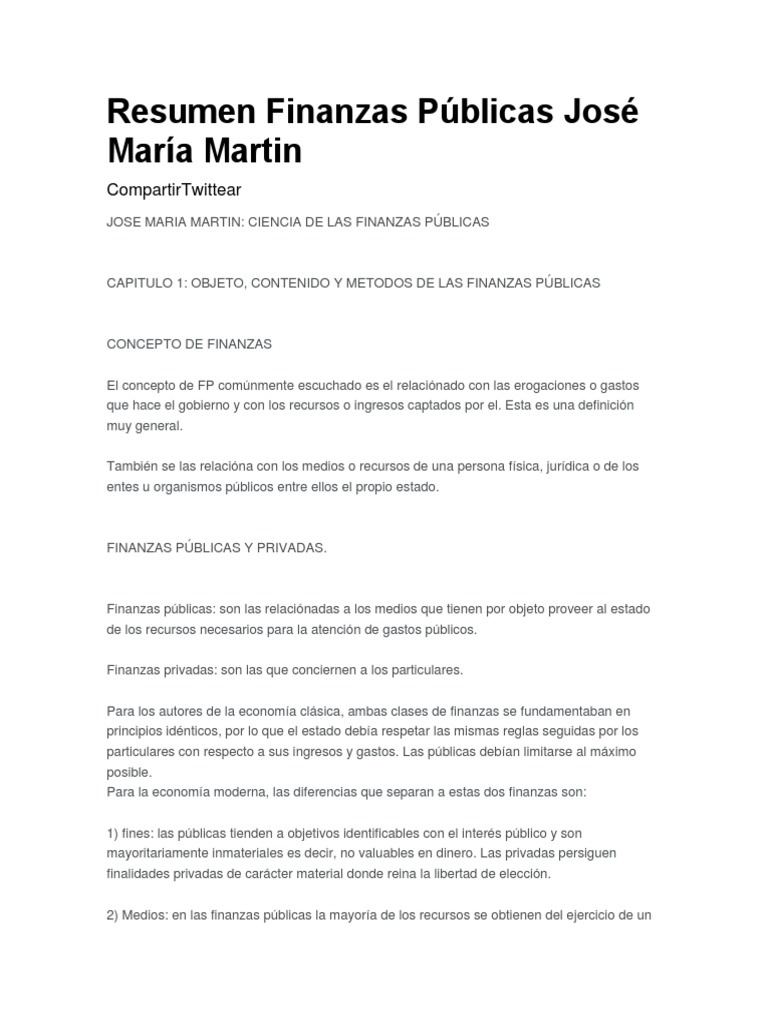 Resumen Finanzas Públicas José María Martin | PDF | Impuestos | Bienes