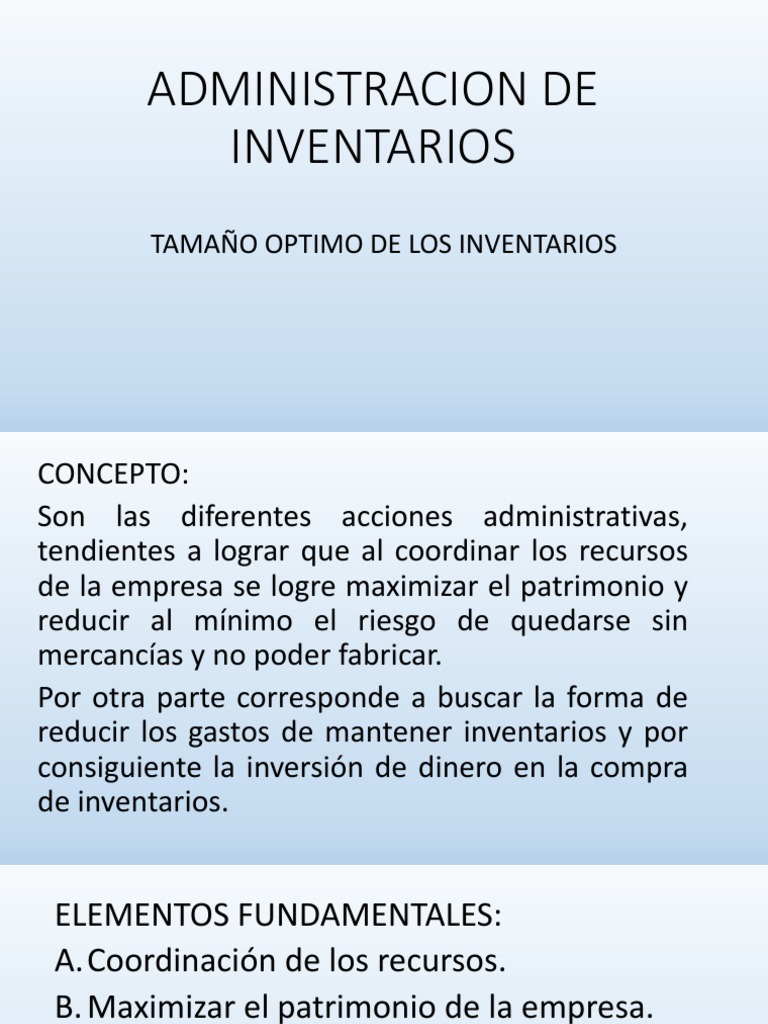 Tamaño Óptimo de Inventarios | PDF | Inventario | Inversiones