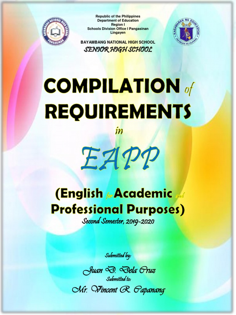 Front Page in EAPP For Students | PDF