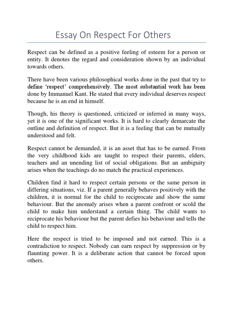 Essay On Respect For Others | PDF | Self | Individualism