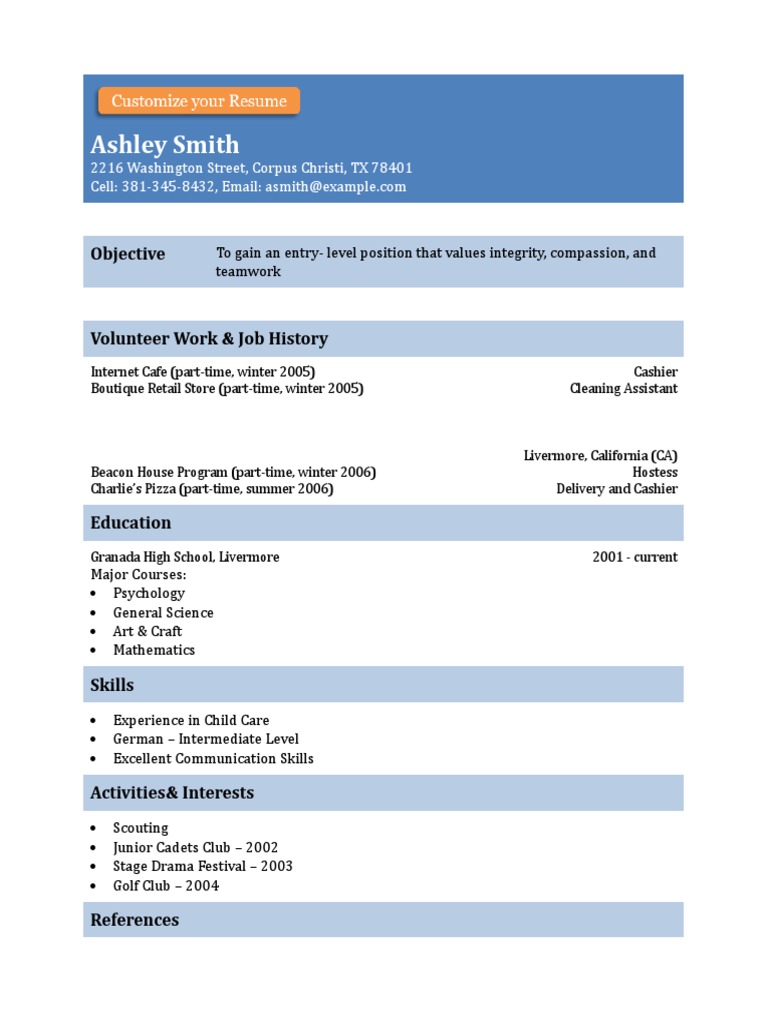 Teenager CV Sample | PDF