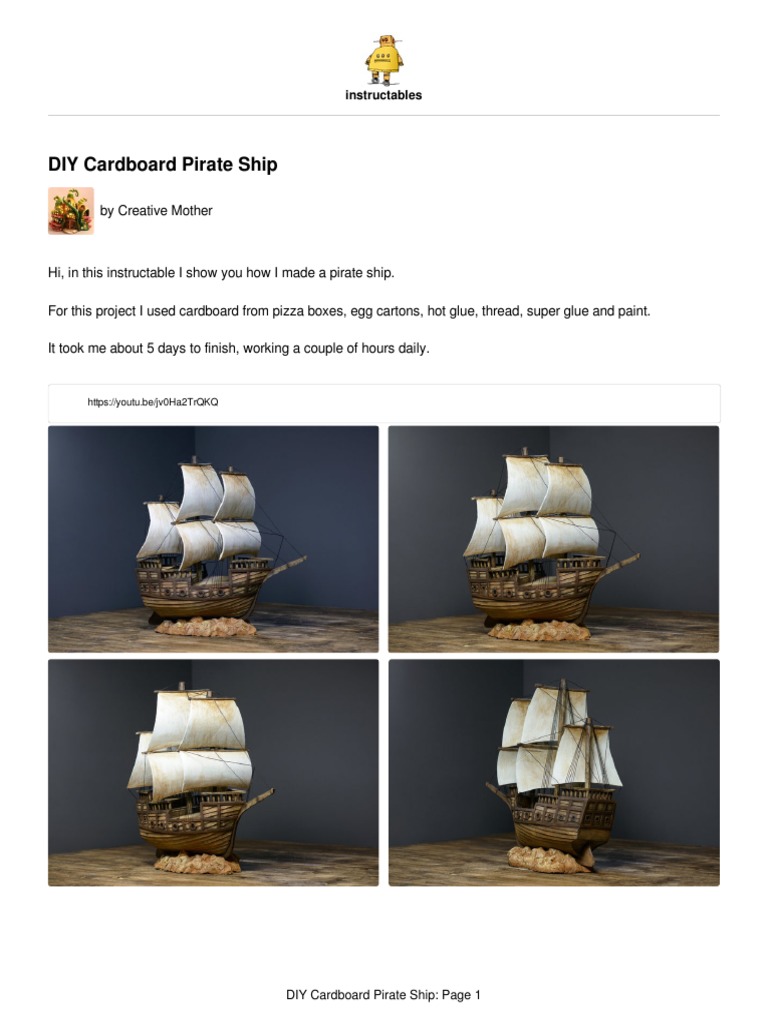 DIY Cardboard Pirate Ship Guide | PDF | Paperboard | Art Media