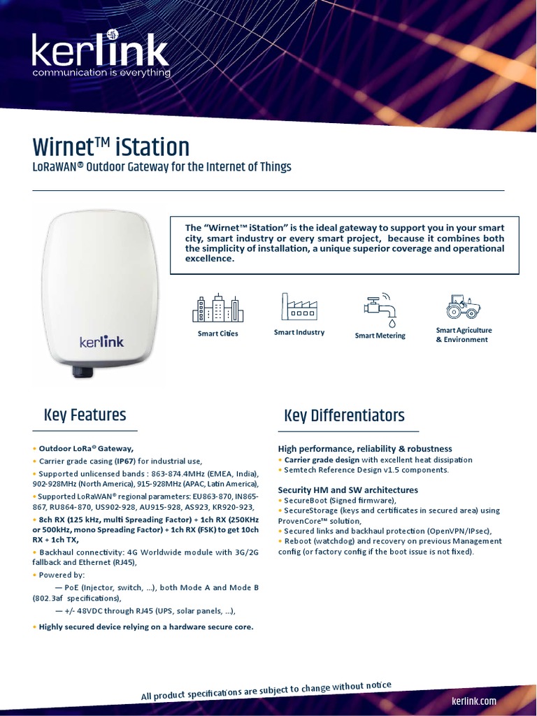 Kerlink WirnetTM IStation Data Sheet | PDF | C (Programming Language ...