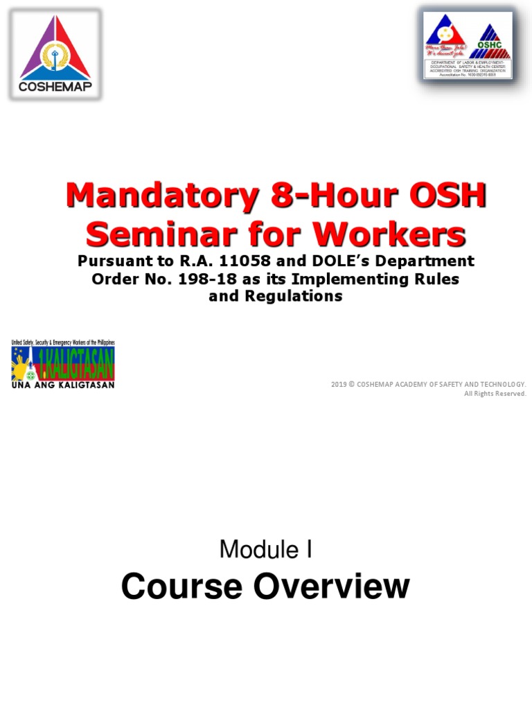 Module I Introduction To OSH | PDF | Occupational Safety And Health | Safety