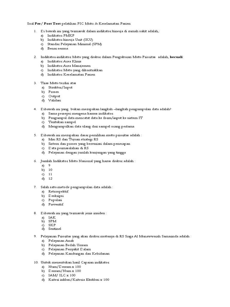 Soal Pre-Post Test | PDF