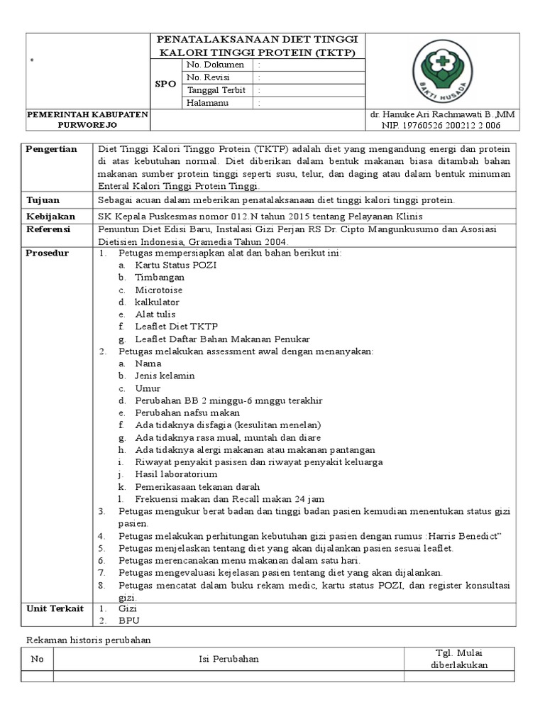Penatalaksanaan Diet TKTP Tinggi Protein | PDF | Kesehatan Holistik