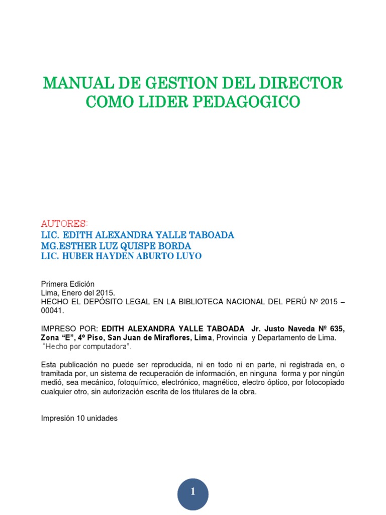 Libro Manual Del Direc EDITH-HUBER | PDF | Educación Secundaria ...