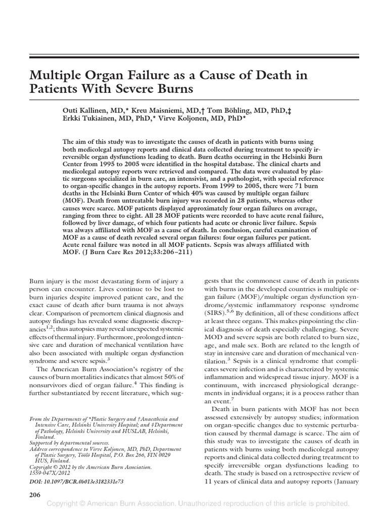 Multiple Organ Failure As A Cause of Dea | PDF | Sepsis | Medicine