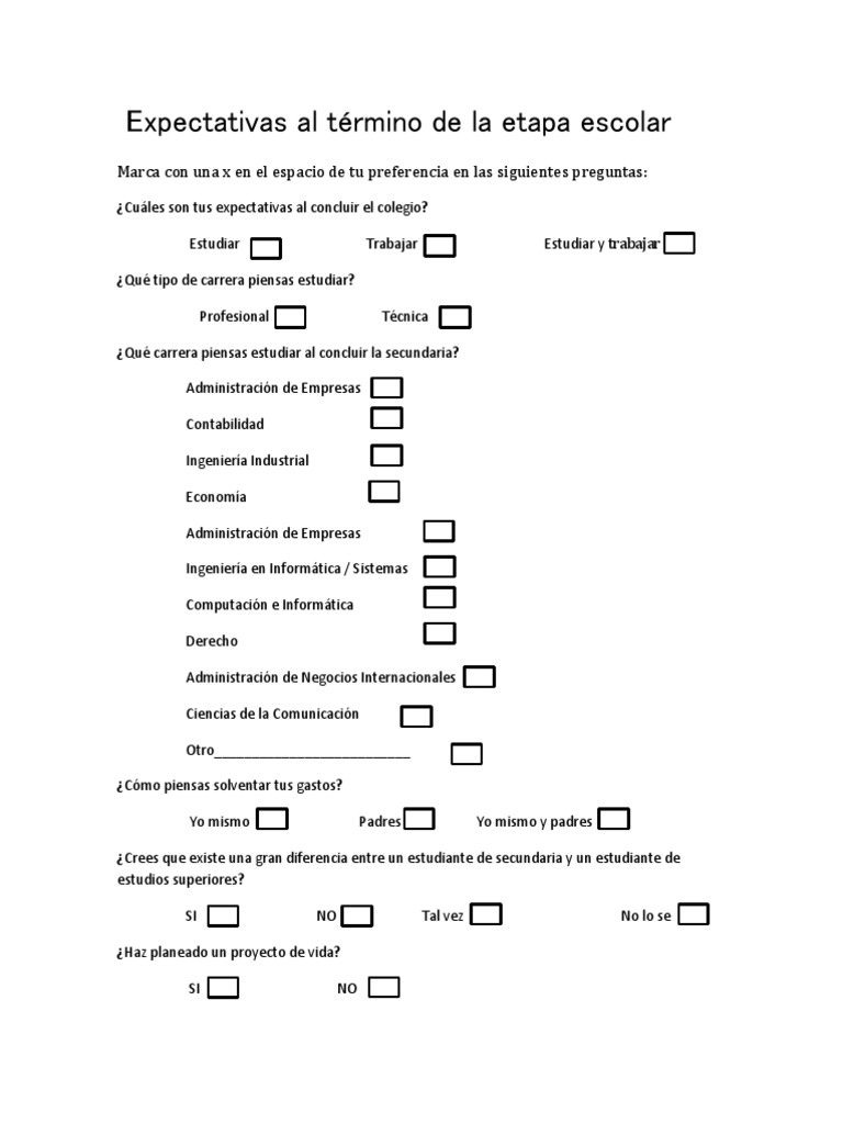Expectativas al concluir la etapa escolar | PDF