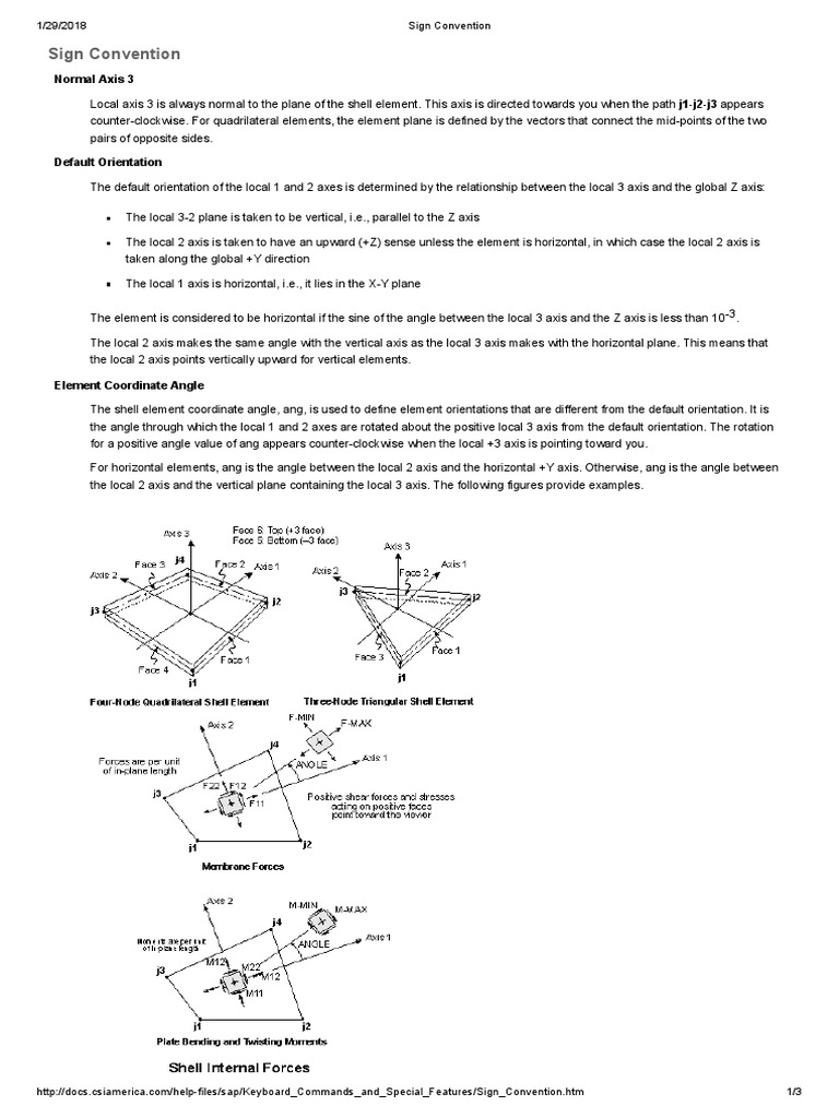 Sign Convention SAP2000 PDF | PDF | Cartesian Coordinate System | Angle
