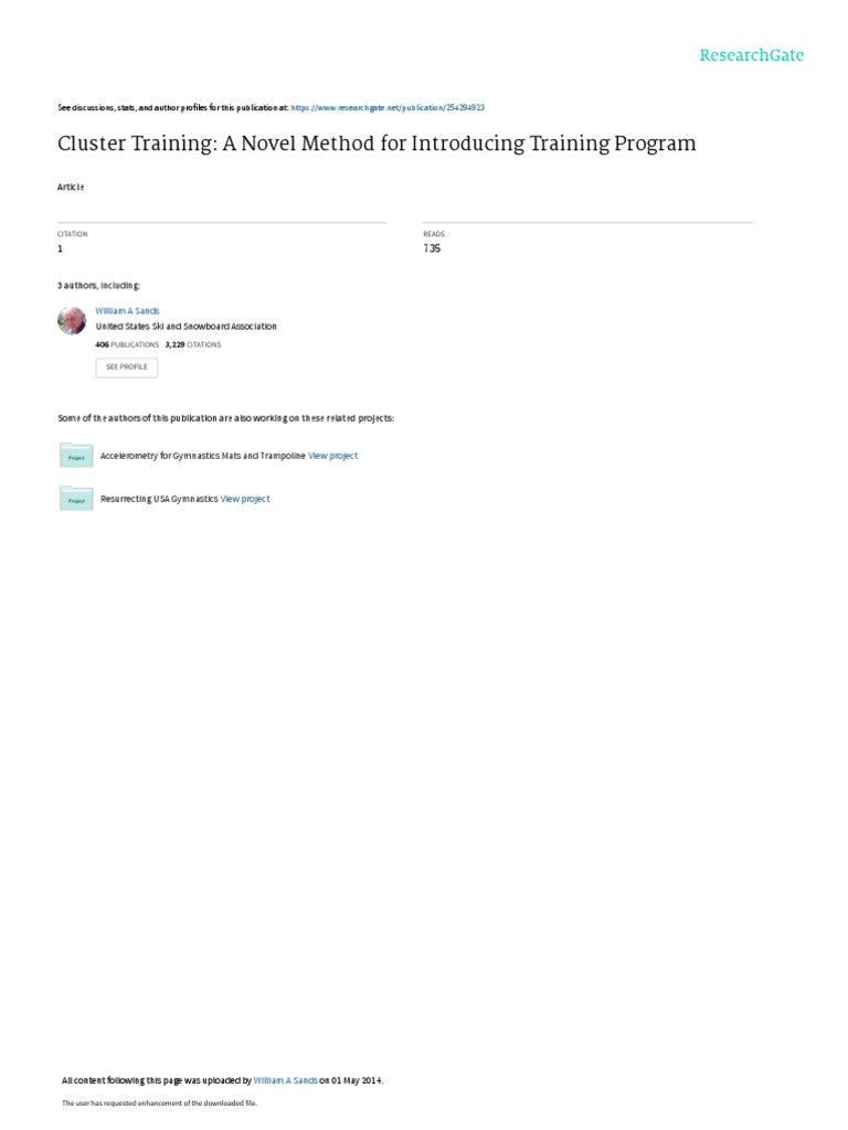 Cluster Training - A Novel Method For Introducing Training Program ...