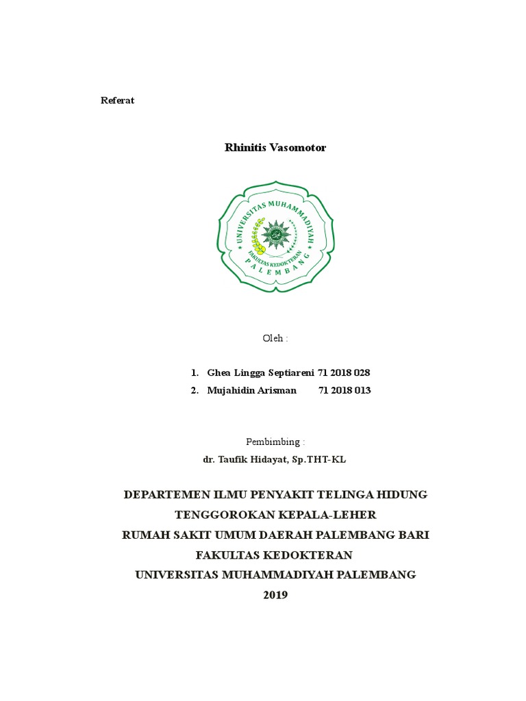 Referat - Rhinitis Vasomotor - Ghea & Mujahidin | PDF