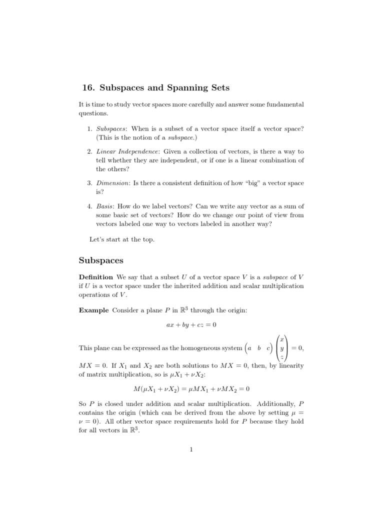 Span V | PDF | Linear Subspace | Vector Space