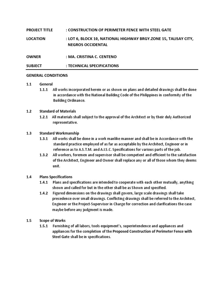 Specification Perimeter | PDF | Building Technology | Concrete