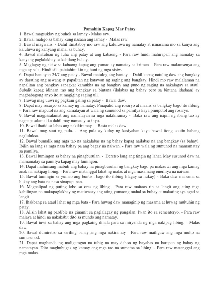 Pamahiin Kapag May Patay | PDF