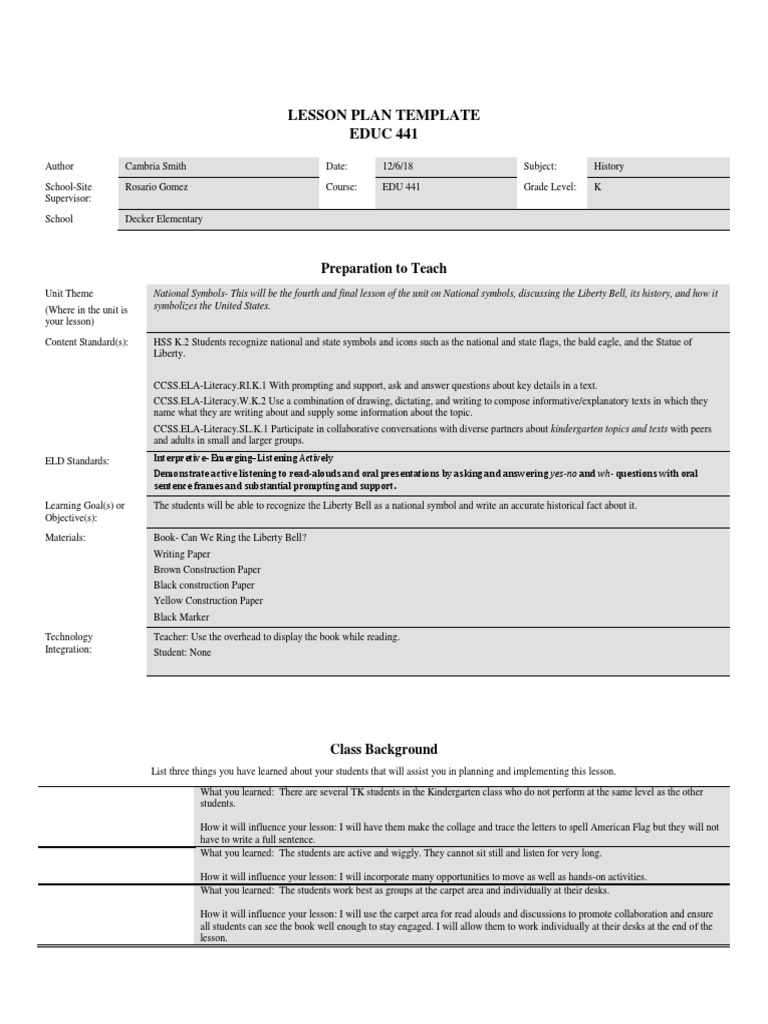 Liberty Bell Lesson Plan | PDF | Lesson Plan | Learning