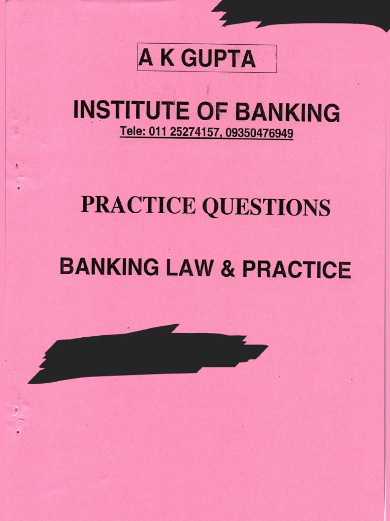 Banking Law and Practice - Practice Questions | PDF