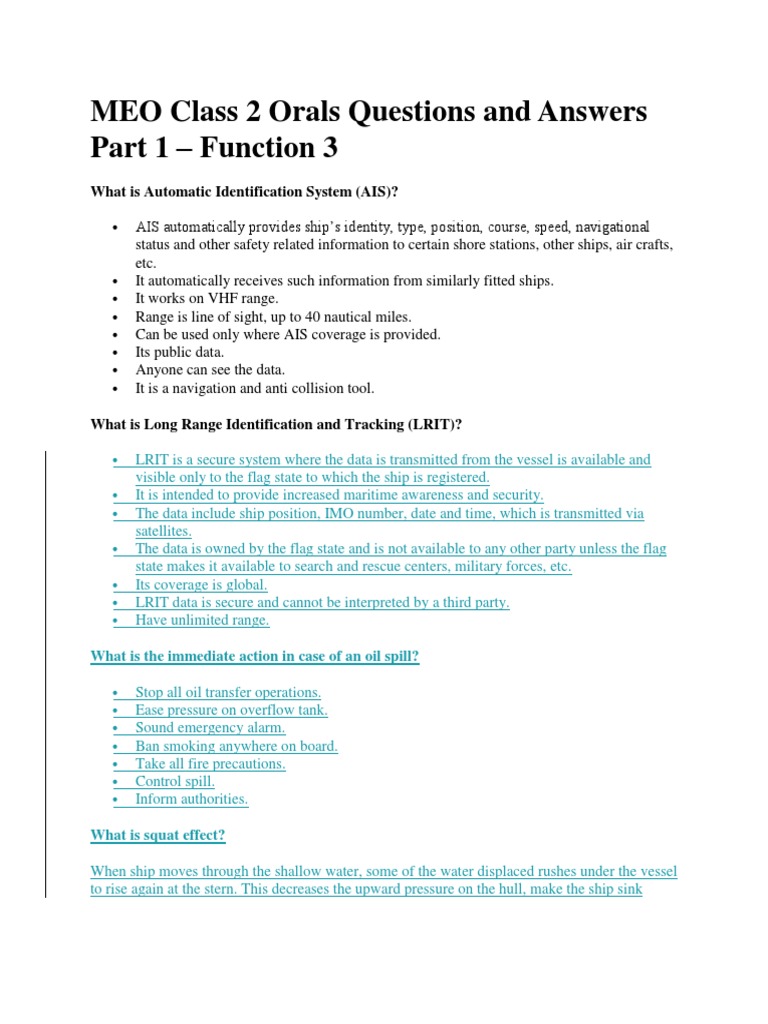 MEO Class 2 Ques & Ans | PDF | Tonnage | Ships