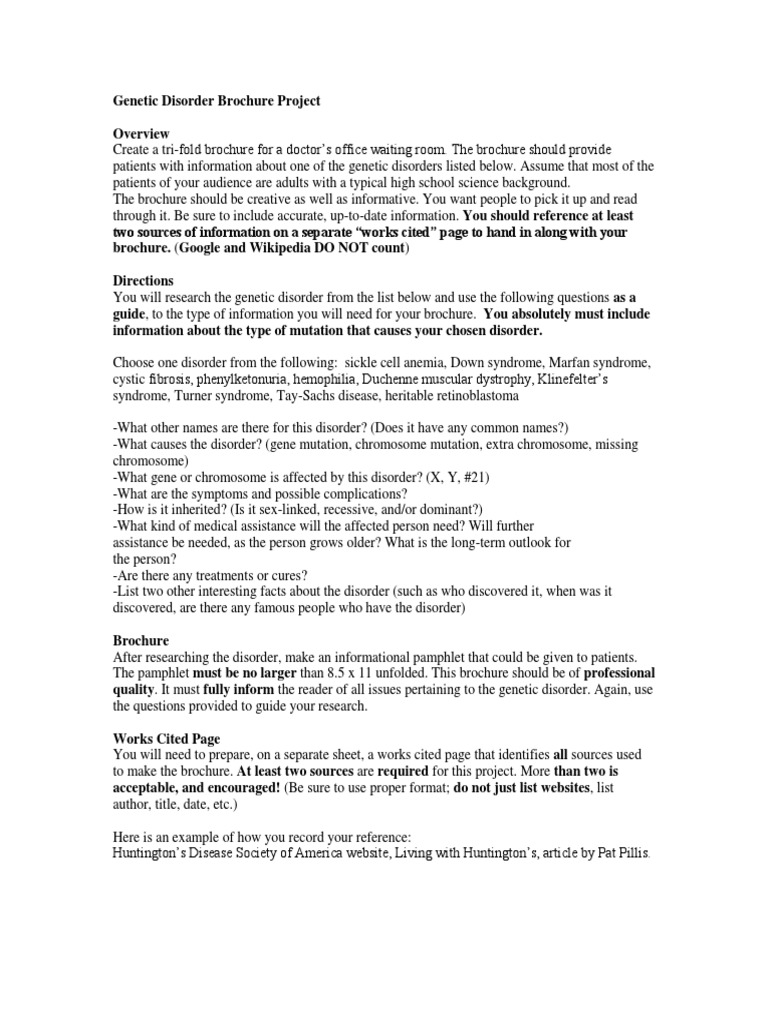 Genetic Disorder Brochure Project | Download Free PDF | Genetic ...