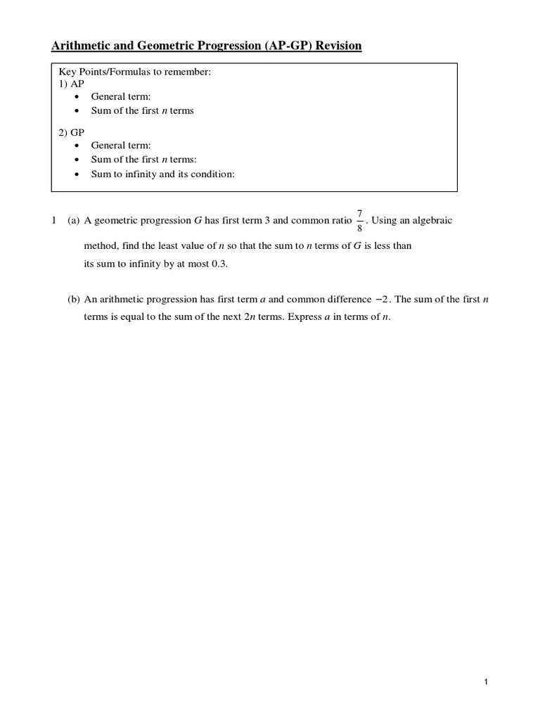 AP GP Revision JC2 PDF | PDF | Summation | Numbers