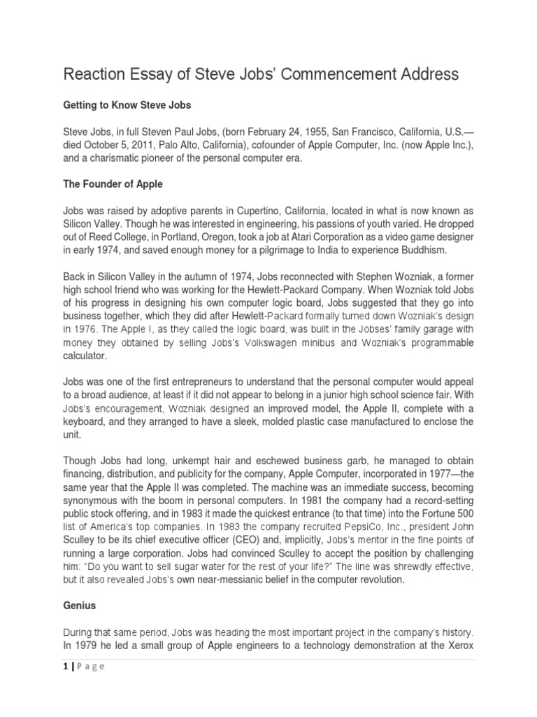 Analyzing Steve Jobs' Commencement Speech | PDF | Steve Jobs | Rhetoric