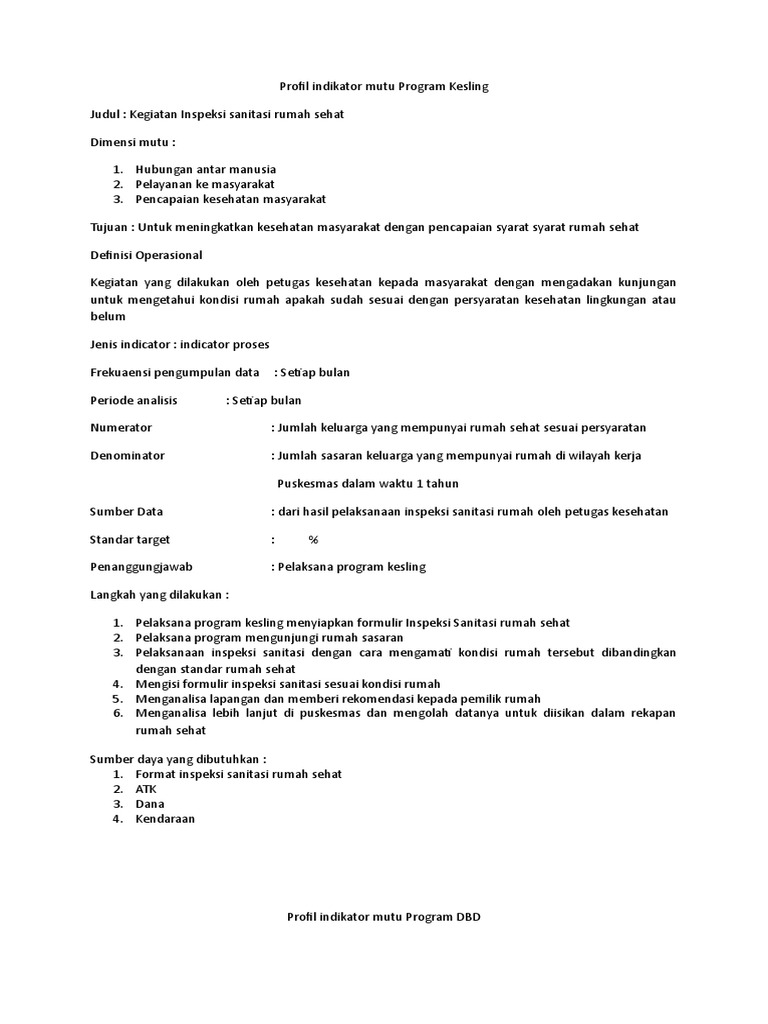 Profil Indikator Mutu Program Kesling | PDF | Pengembangan Diri