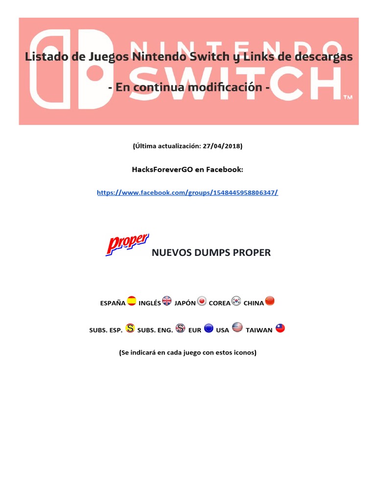 Listado de Juegos Nintendo Switch y Links de Descargas PDF | Download ...