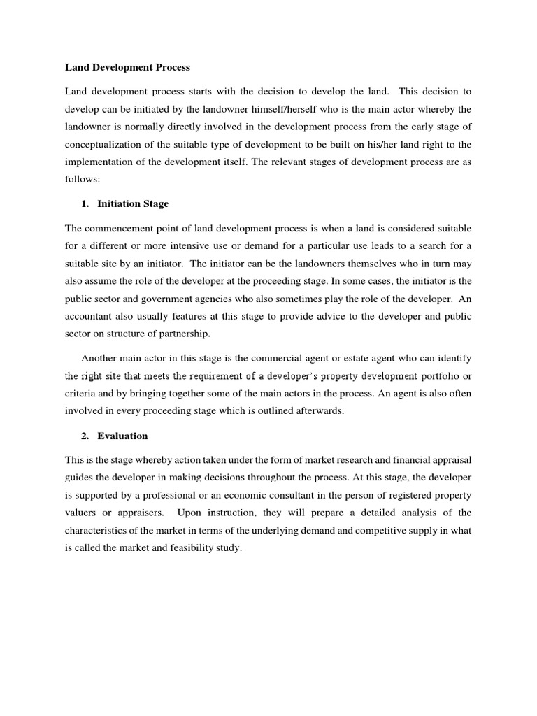 Land Dev Process | PDF | Real Estate Appraisal | Architect