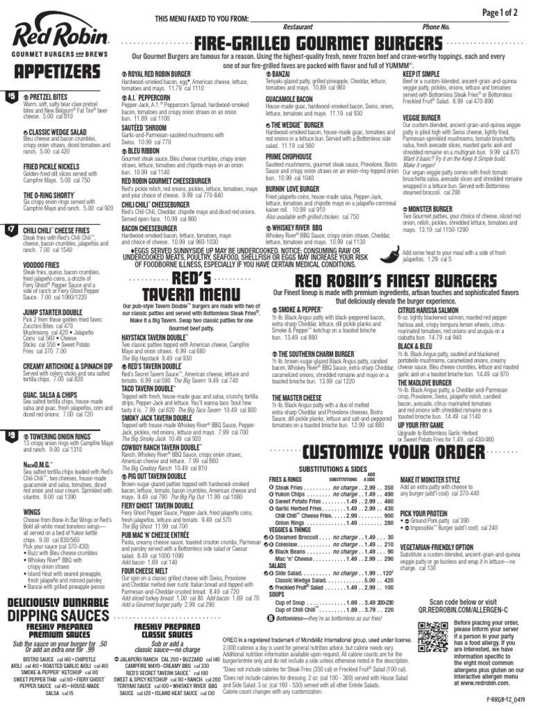 Red Robin PDF | PDF | Hamburgers | French Fries