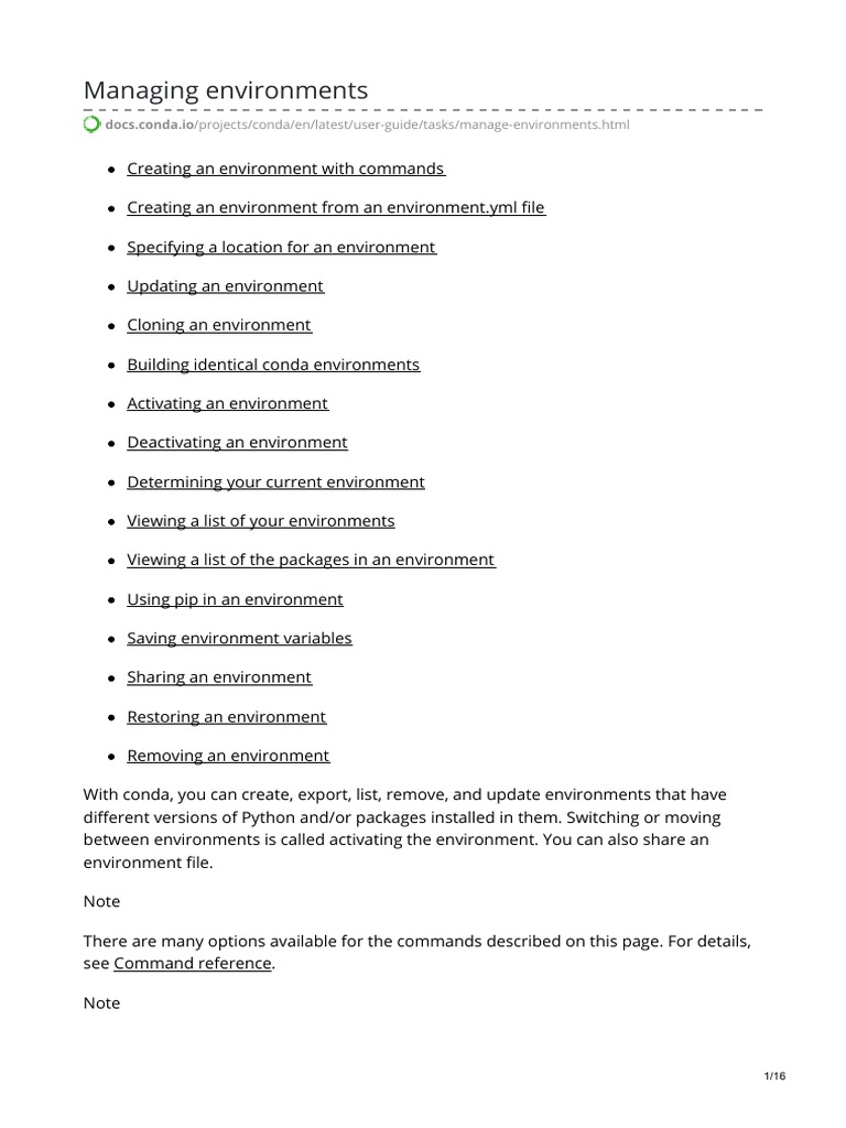 Docs - Conda.io-Managing Environments | PDF | Command Line Interface | Directory (Computing)