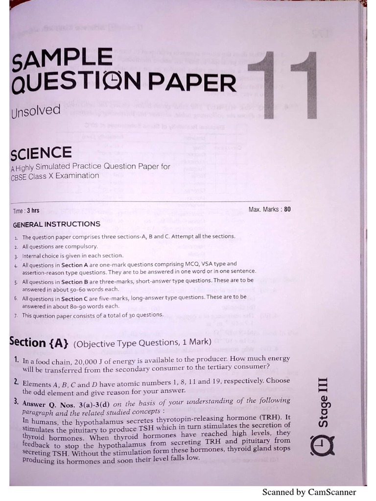 Arihant Sample Papers Science Class X Board Exam 2020 PDF | PDF