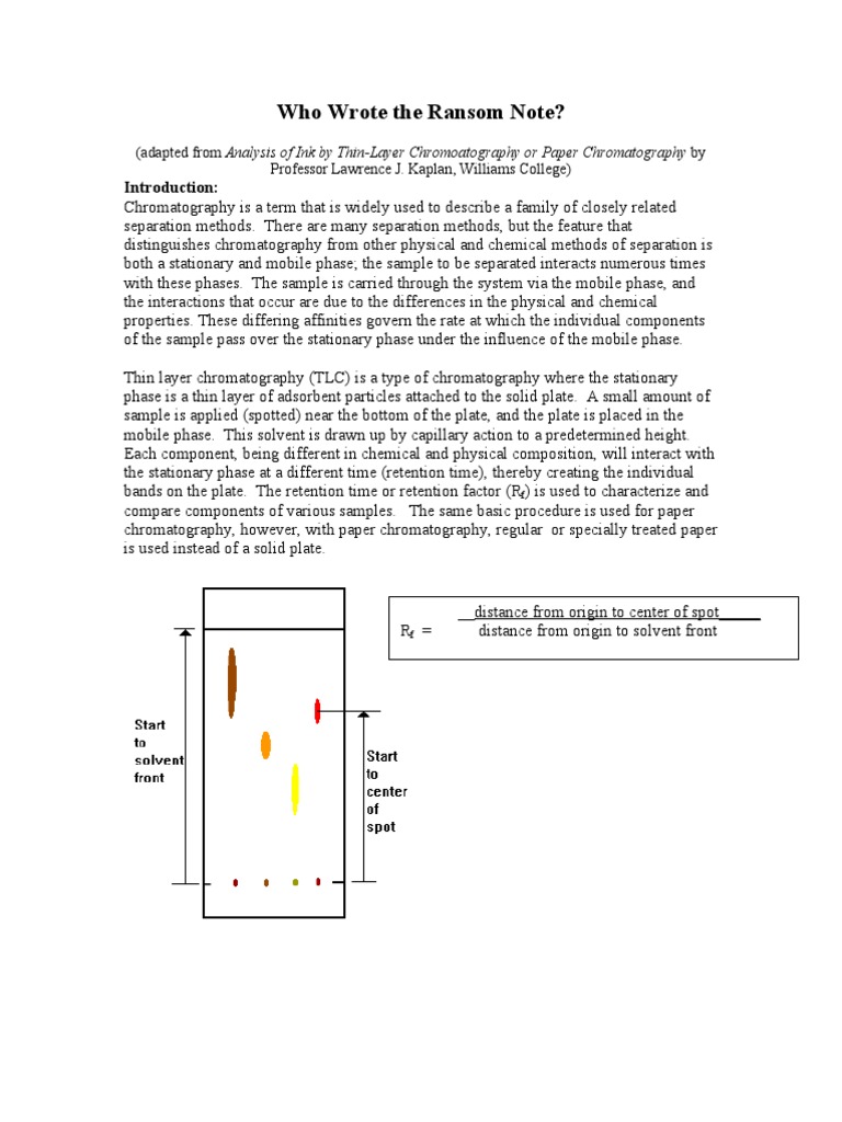 Analysis of Ink by TLC | PDF | Chromatography | Thin Layer Chromatography