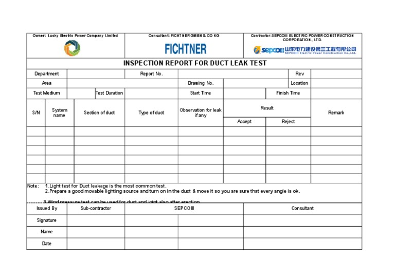 Leak Test Inspection Report | PDF