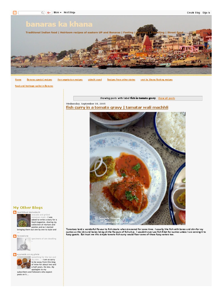 Banaras Ka Khana - Fish in Tomato Gravy | PDF | Curry | Food Ingredients
