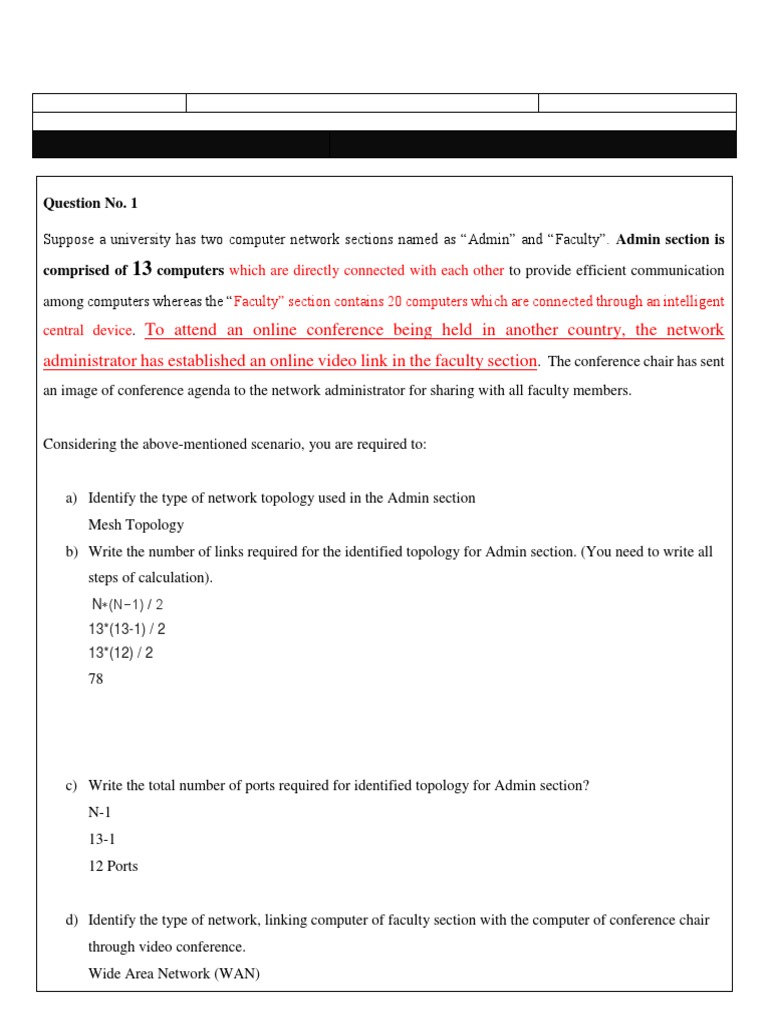 Network Topology, Connectivity and OSI Model Questions | PDF | Network ...
